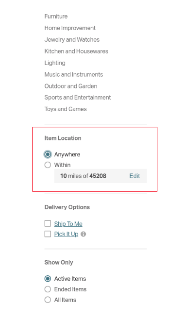 How do I find items near me?